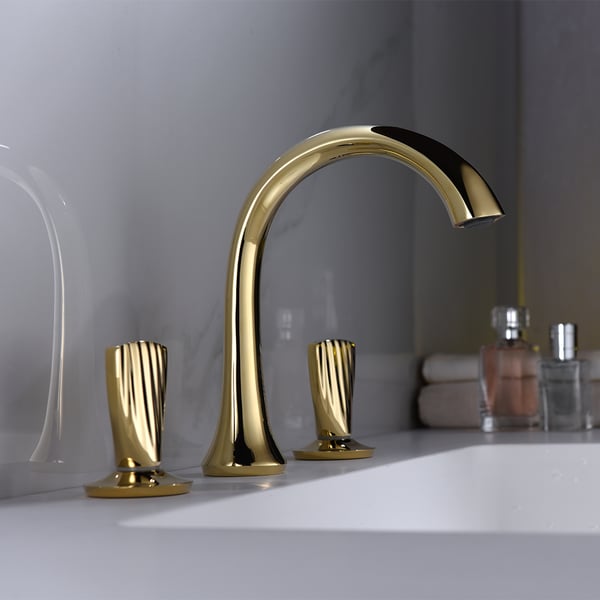 Aerated Spout 3-Hole Bathroom Basin Tap Solid Brass Shell Shaped-Homary