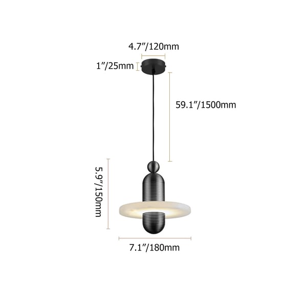 Modern Unique 1-Light LED Pendant Light in Black | Homary