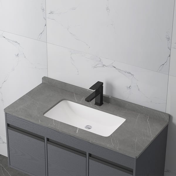 1000mm Floating Grey Bathroom Vanity with Ceramics Integral Basin 3 ...