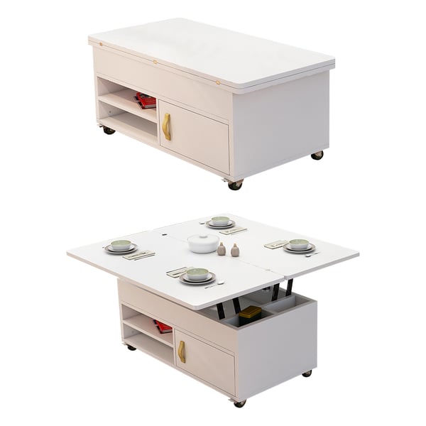 Contemporary Solid Wood Extendable Multipurpose Coffee Table with ...