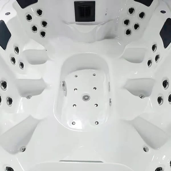 105.9" Outdoor 8-Person 42-Jet Acrylic Rectangular Hot Tub with Screen ...