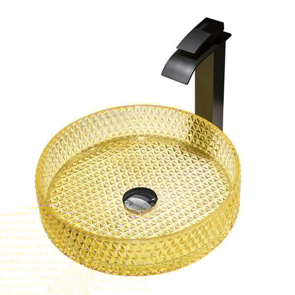 Countertop Transparent Diamond Shaped Crystal Glass Bathroom Wash Basin ...