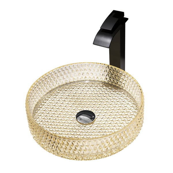 Countertop Transparent Diamond Shaped Crystal Glass Bathroom Wash Basin ...