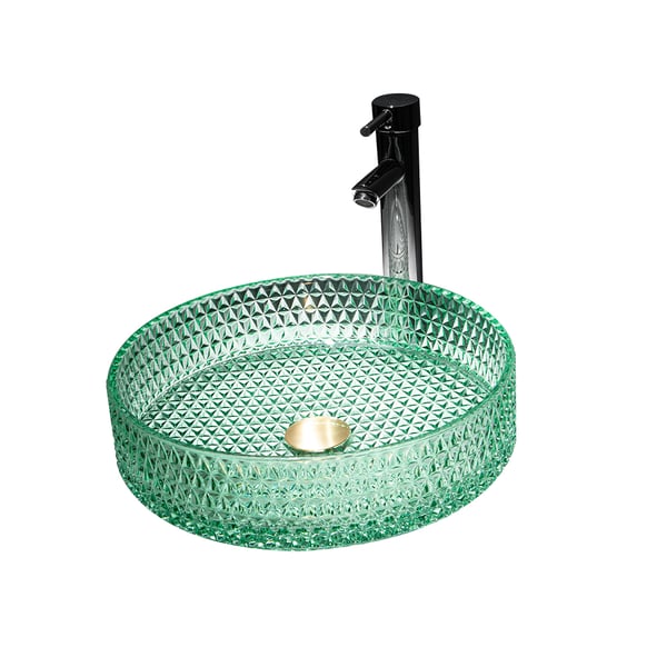 Countertop Transparent Diamond Shaped Crystal Glass Bathroom Wash Basin ...