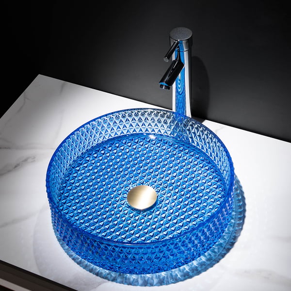Lavabo de salle de bain en verre cristal transparent en forme de ...