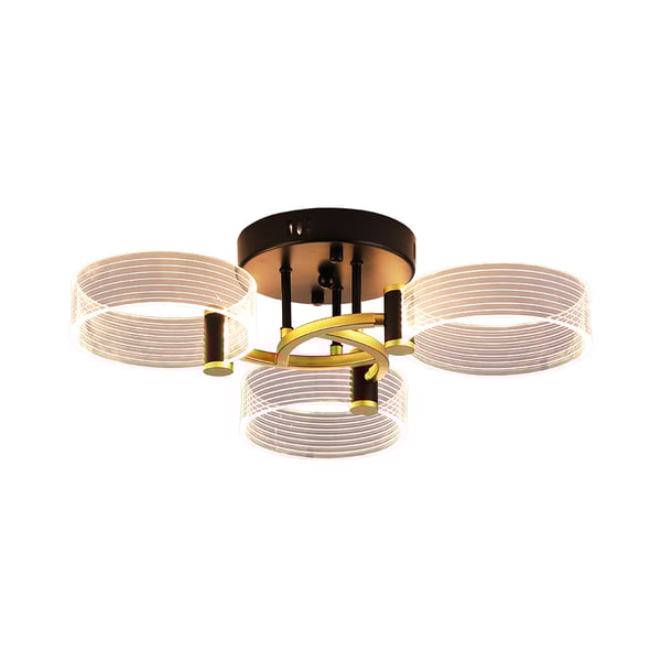 Modern LED Round 3-Light Semi-Flush Mount Light in Black & Gold | Homary UK