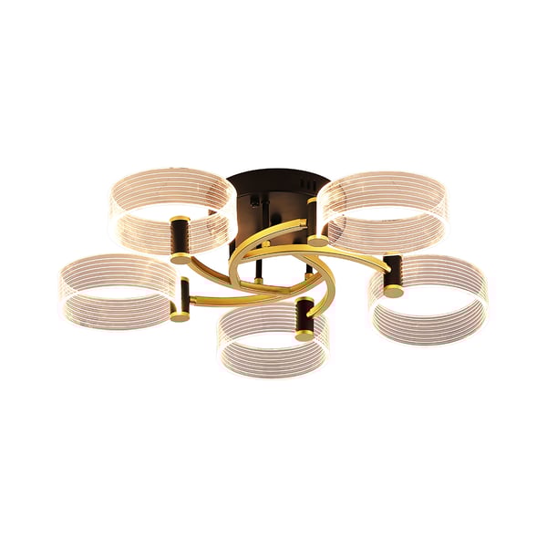 Moderne runde 5-Licht-Halb-Unterputz-LED-Leuchte in Schwarz & Gold-Homary