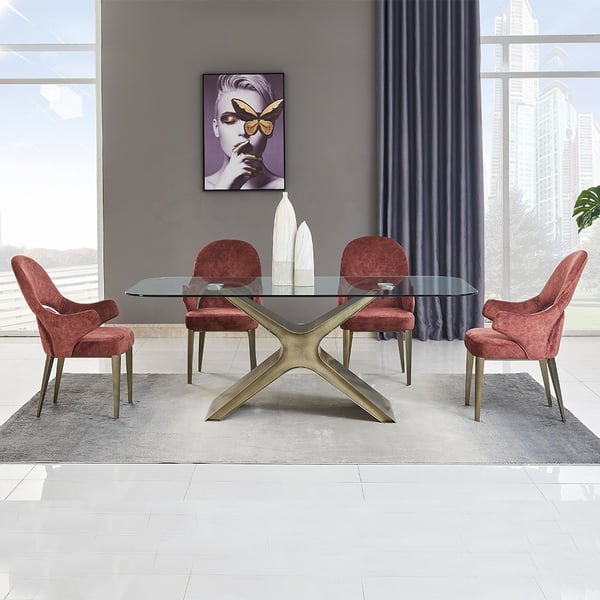 2000mm Minimalist Tempered Glass Top Rectangle Dining Table | Homary UK