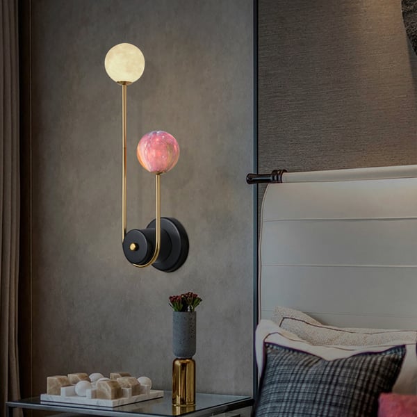 2-Light Modern Wall Sconce 3D Moon and Starry Night Lampshades Metal ...