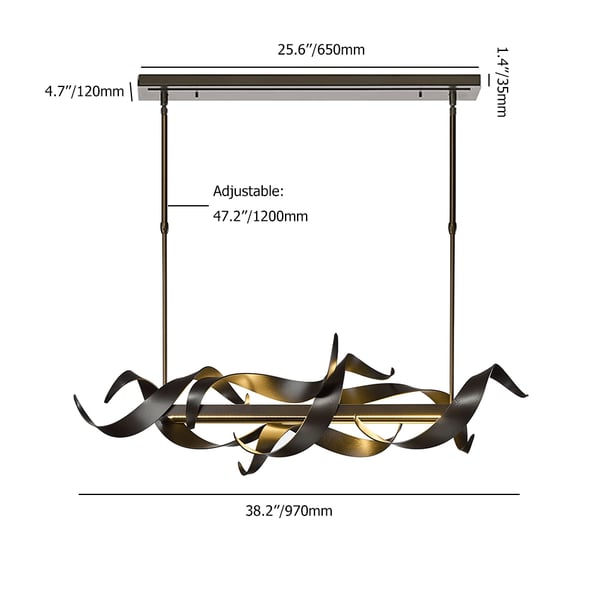 Postmodern Wavy Lines Black LED Kitchen Island Light | Homary