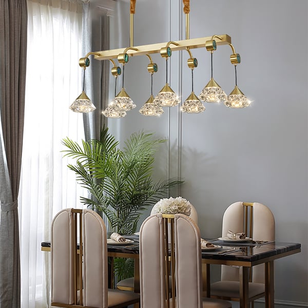 Modern 8-Light Linear LED Kitchen Island Light with Adjustable Chain ...