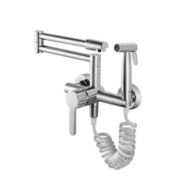 Modern Retractable Wall-mounted Pot Filler Chrome Kitchen Tap with ...