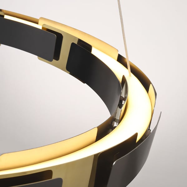 Black & Gold Modern Simple Round LED Pendant Light | Homary UK