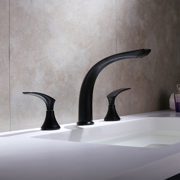 Aerated Spout Widespread Bathroom Sink Faucet Solid Brass | Homary