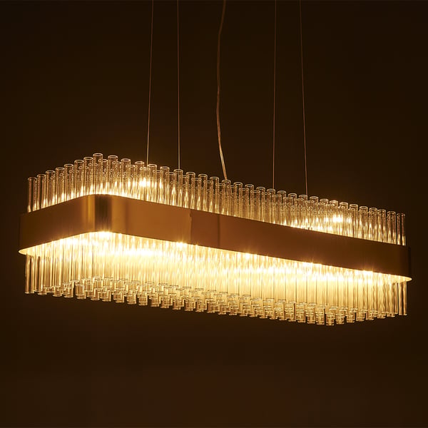 Tiera Modern Glass Tubes Kitchen Island Light with Gold Stainless Steel ...