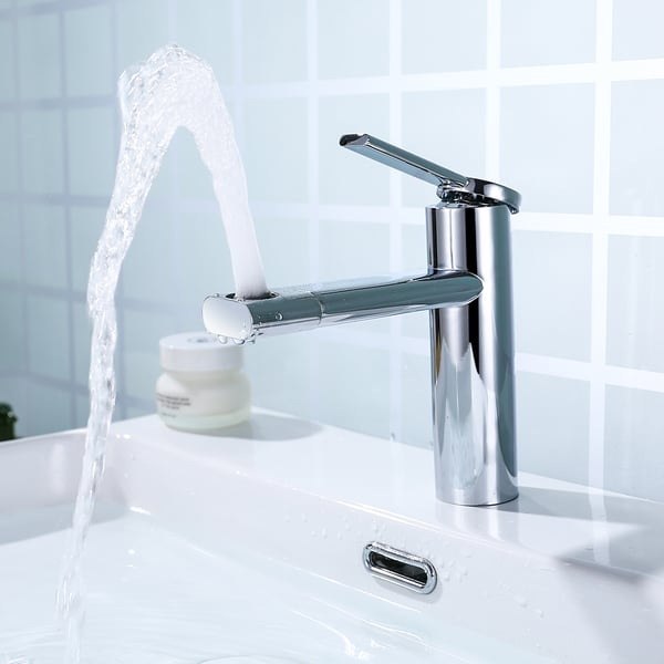 360° Rotate Spout Brass Bathroom Sink Faucet Single Handle in Chrome ...