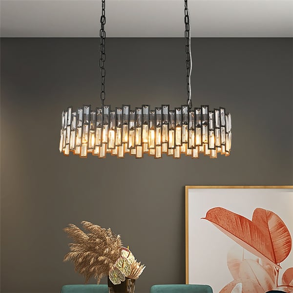 Modern Geometric Crystal Island Light 8-Light with Black Adjustable ...