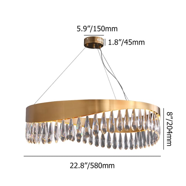 Modern Raindrop Crystal Dimmable LED Chandelier with Adjustable Cable ...