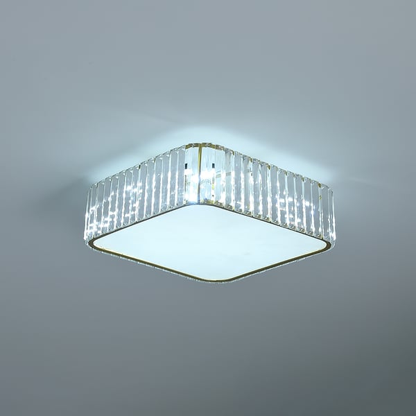 Modern Square 4-Light Acrylic Flush Mount Light with Crystal | Homary