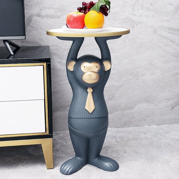 Modern End Table with Wooden Top Decor Side Table Monkey Shape | Homary