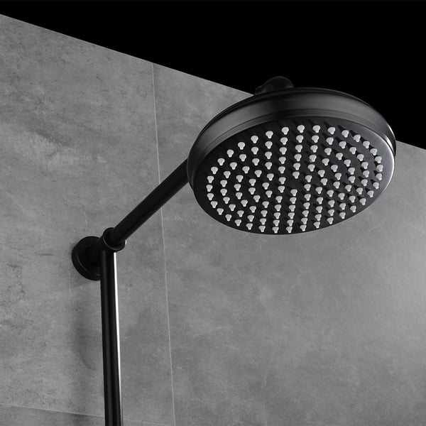 Industrial Style Wall-Mounted Shower System 2-function in Black | Homary