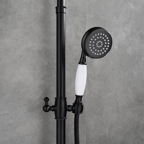 Industrial Style Wall-Mounted Shower System 2-function in Black | Homary