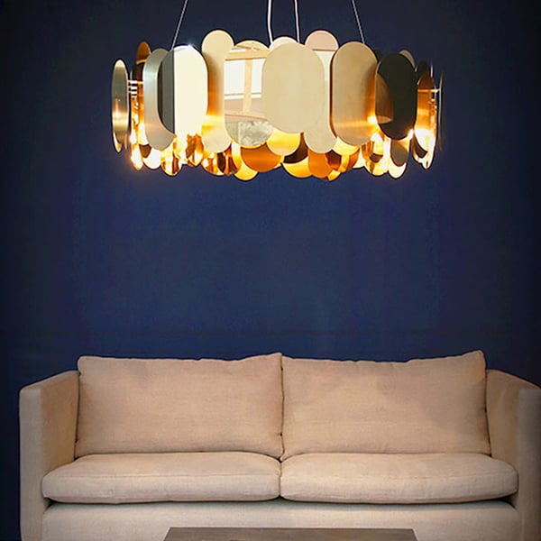 Postmodern Round 12-Light Gold Flake Chandelier with Adjustable Cable ...