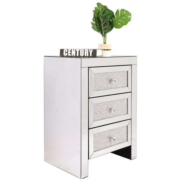 Modern Rectangular 3-Drawer Mirrored Chest Side Cabinet with Storage in ...