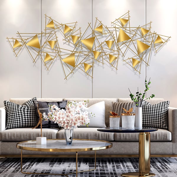 Luxury Triangle Metal Wall Decor Overlapping Geometric Home Art | Homary UK