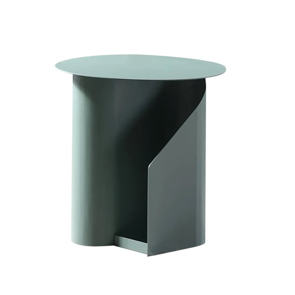 Green Metal End Table Round Side Table with Storage | Homary