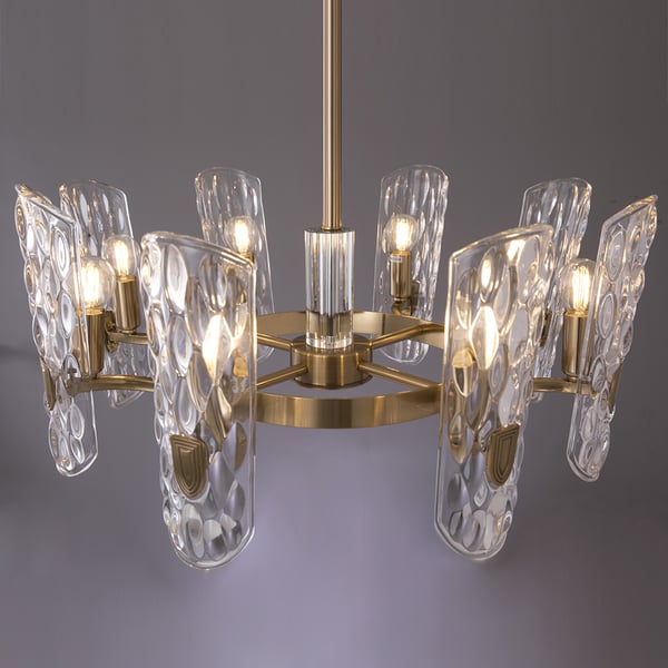 Modern 8-Light Ring Chandelier with Water Ripple Glass Shade | Homary UK