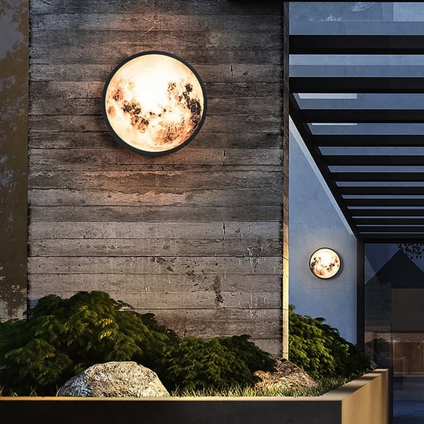 400mm Artistic Flush Mounted Round Outdoor Lighting Wall Sconces Moon ...
