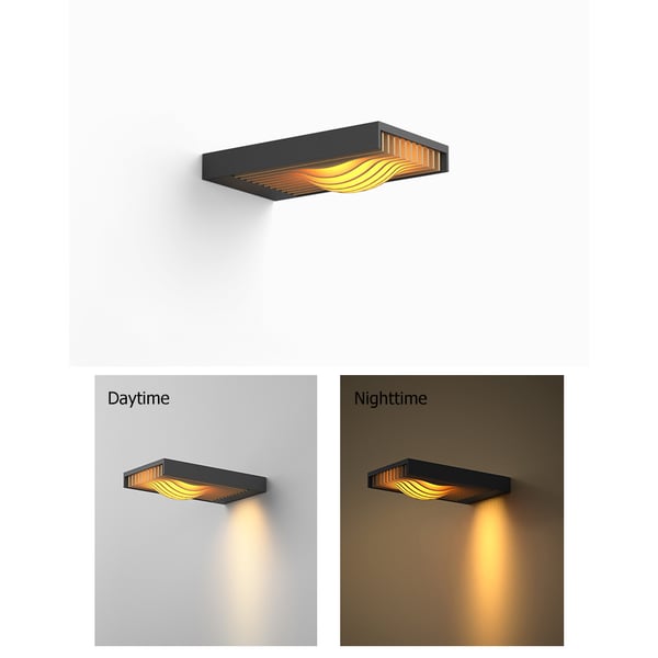 Minimalism Solar Powered Outdoor Sconces Wall Lighting Rectangular Wave ...