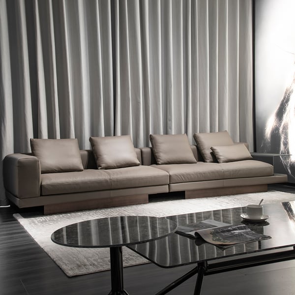 Modern Light Gray Leath-Aire Upholstered Sectional Sofa Modular Sofa ...