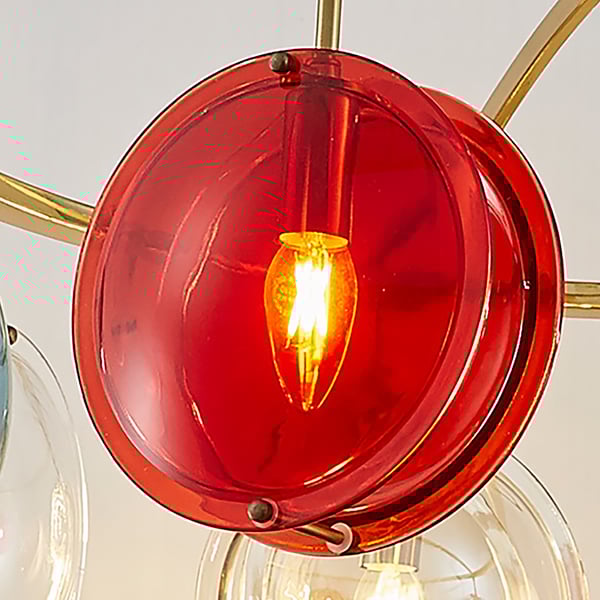 Postmodern Wagon Wheel 8-Light Colorful Chandelier Iron and Glass Frame ...