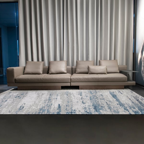 Modern Light Gray Leath-Aire Upholstered Sectional Sofa Modular Sofa ...