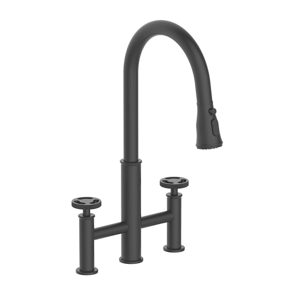 High Arc 3 Holes Kitchen Sink Mixer Tap Solid Brass in Black | Homary UK