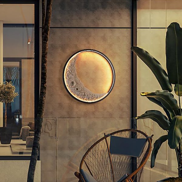 425mm Artistic Moon Flush Mounted Round Outdoor Lighting Wall Sconces ...