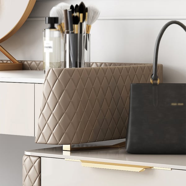 Modern Off-white Makeup Vanity Set with Storage TV Stand Mirror ...