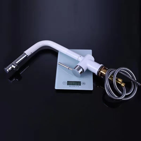 Stylish Control Pull-Out Spray Kitchen Sink Mixer Tap White Chrome ...