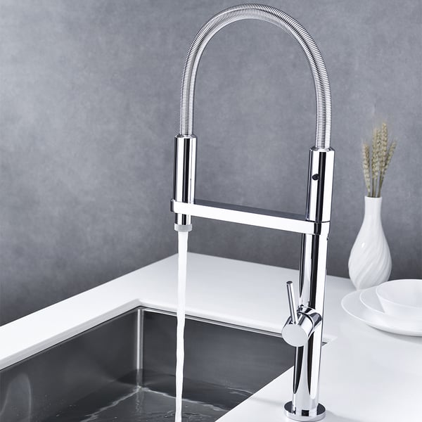 Single Hole High Arc Kitchen Faucet in Chrome | Homary