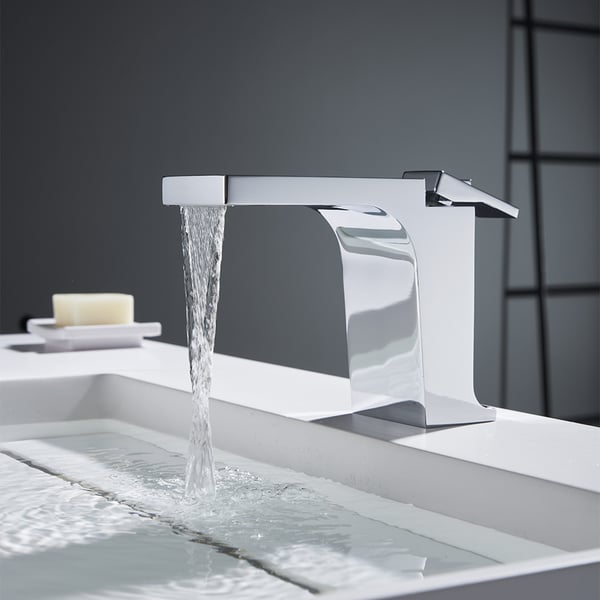 Chrome Modern Monobloc Bathroom Mixer Basin Tap Solid Brass | Homary UK