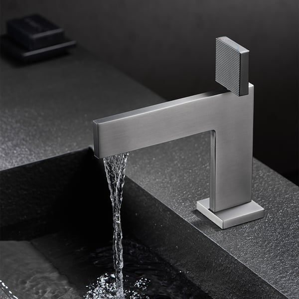 Gunmetal Grey Modern Single Handle Monobloc Tap Solid Brass Bathroom ...