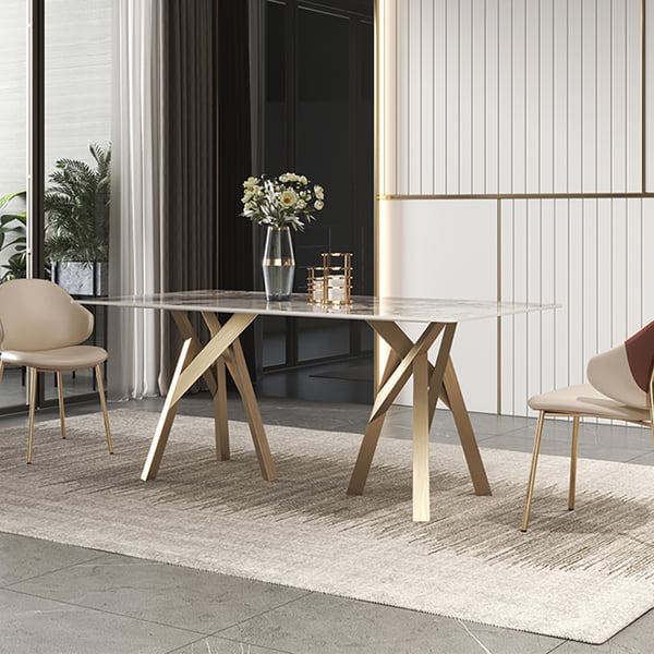 79" Rectangular Sintered Stone Dining Table in Modern Style for 8 ...