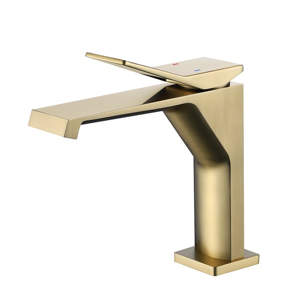Brushed Gold Monobloc Bathroom Basin Tap Solid Brass | Homary UK