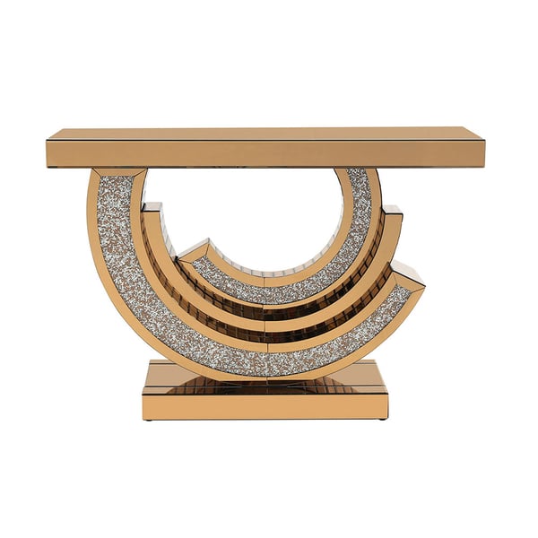 Glittera Modern Gold Console Table with Unique Tiered Base and Glitter ...