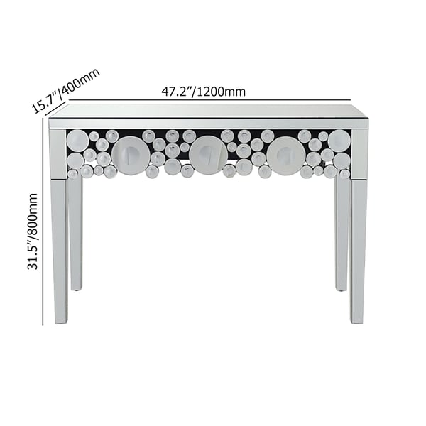 Modern Silver Glass Top Console Table Entryway Table for Living Room ...