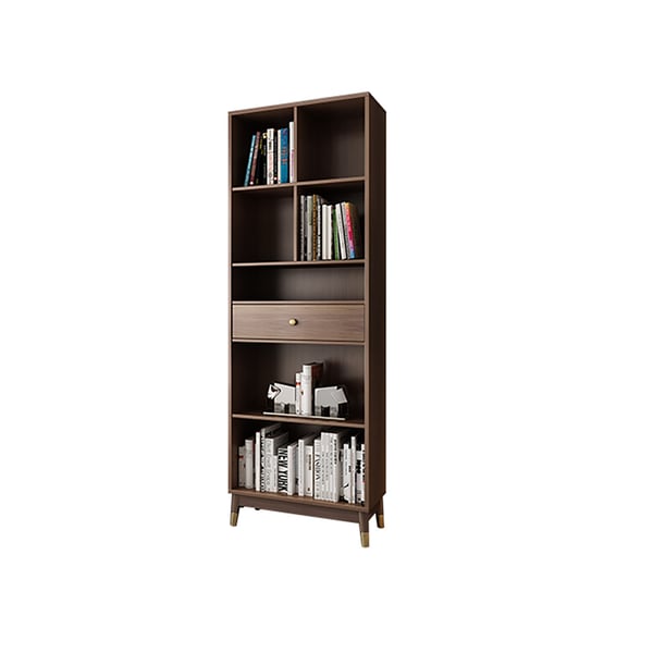 Free Shipping on Ultic Modern Walnut Bookshelf Bookcase with Metal ...