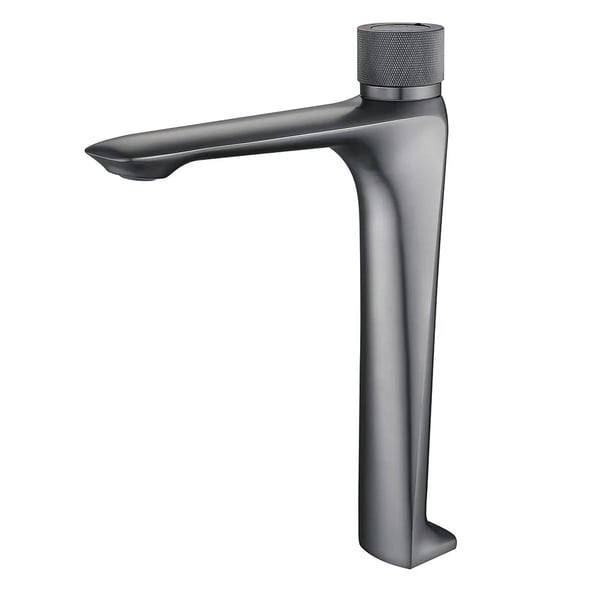Gunmetal Grey Modern Bathroom Monobloc Tap Tall Basin Mixer Tap with ...