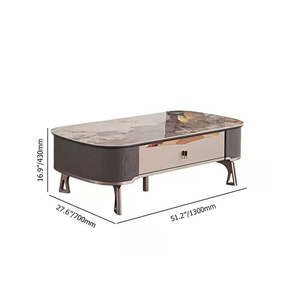 Grey Modern Rectangle Coffee Table with Storage 1 Drawer | Homary UK